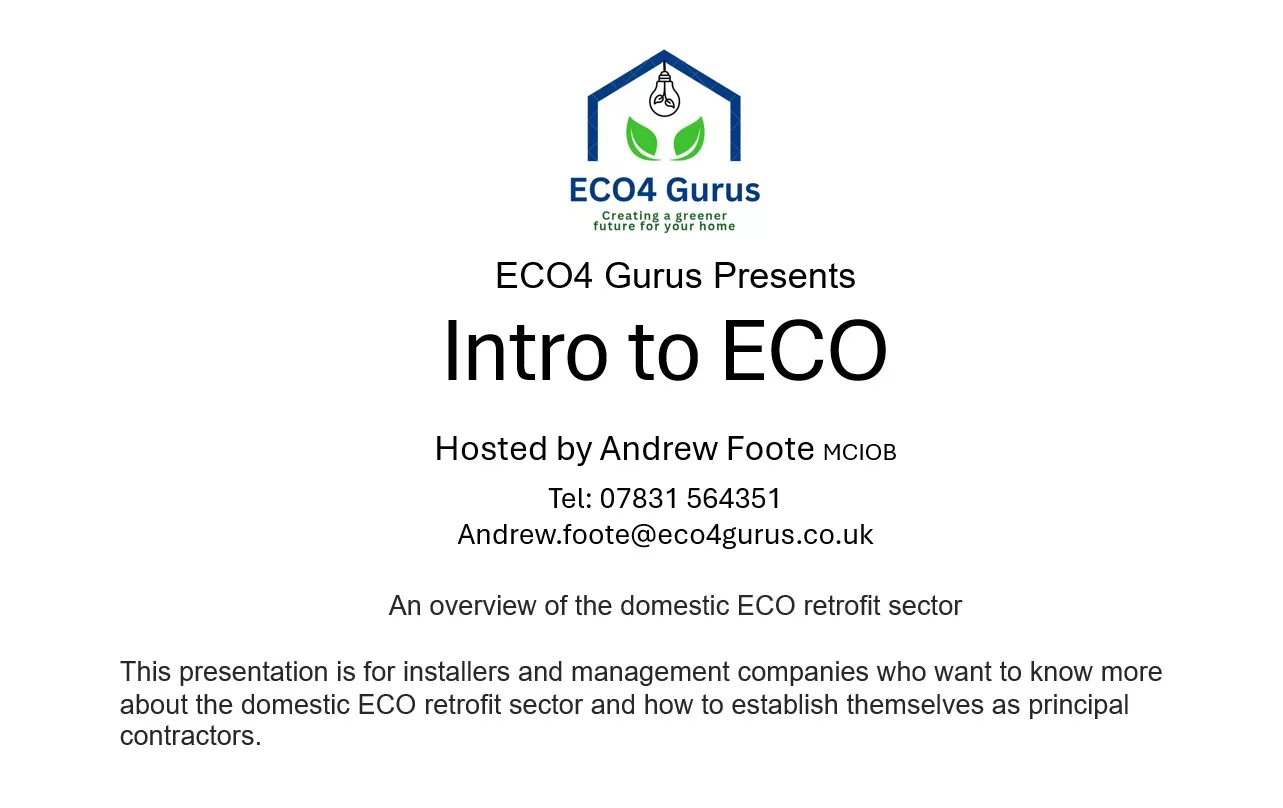 Intro to ECO Domestic Retrofit - Eco4 gurus